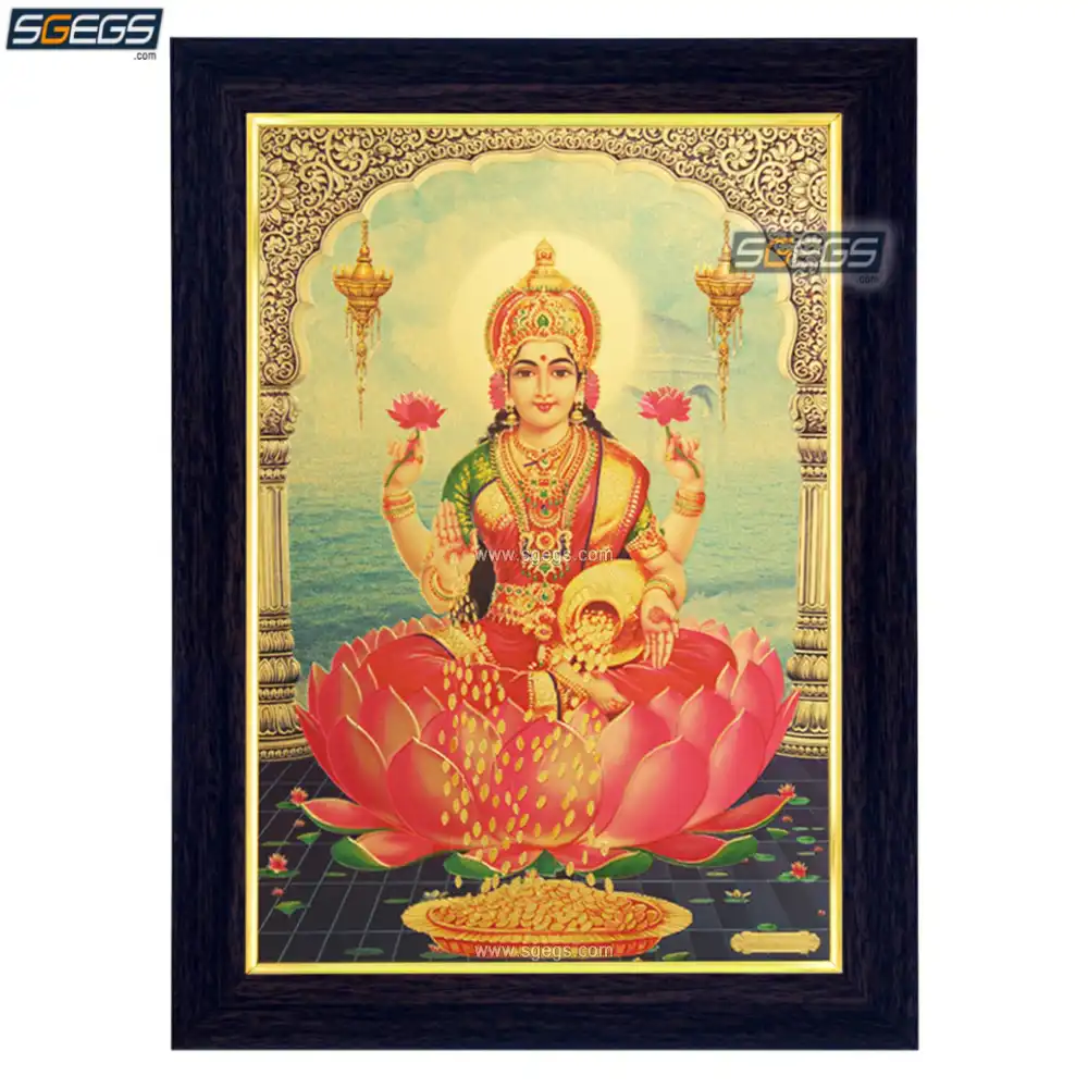 Buy Goddess Lakshmi Photo Frame, Gold Plated Foil Embossed Picture ...
